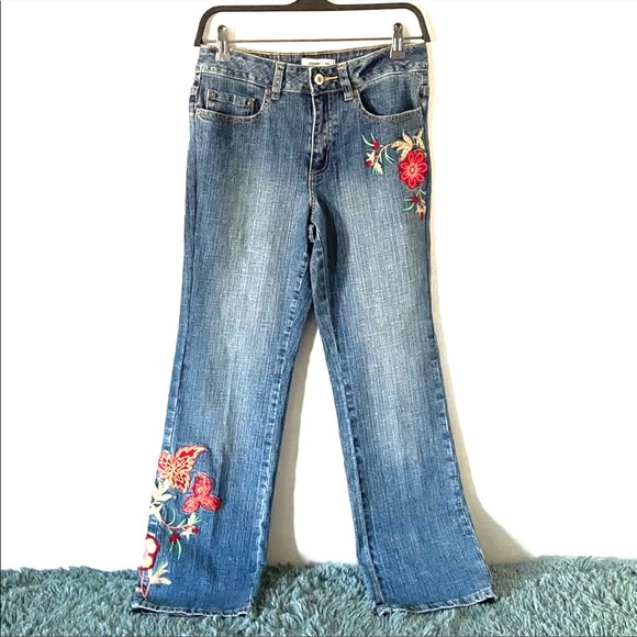 Coldwater Creek | Jeans | Cold Water Greek Floral Embroidery Mid Rise ...